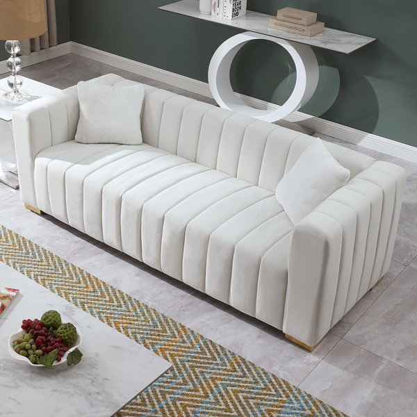 Mercer41 87“ Lital Square Arms vertical channel Sofa | Wayfair