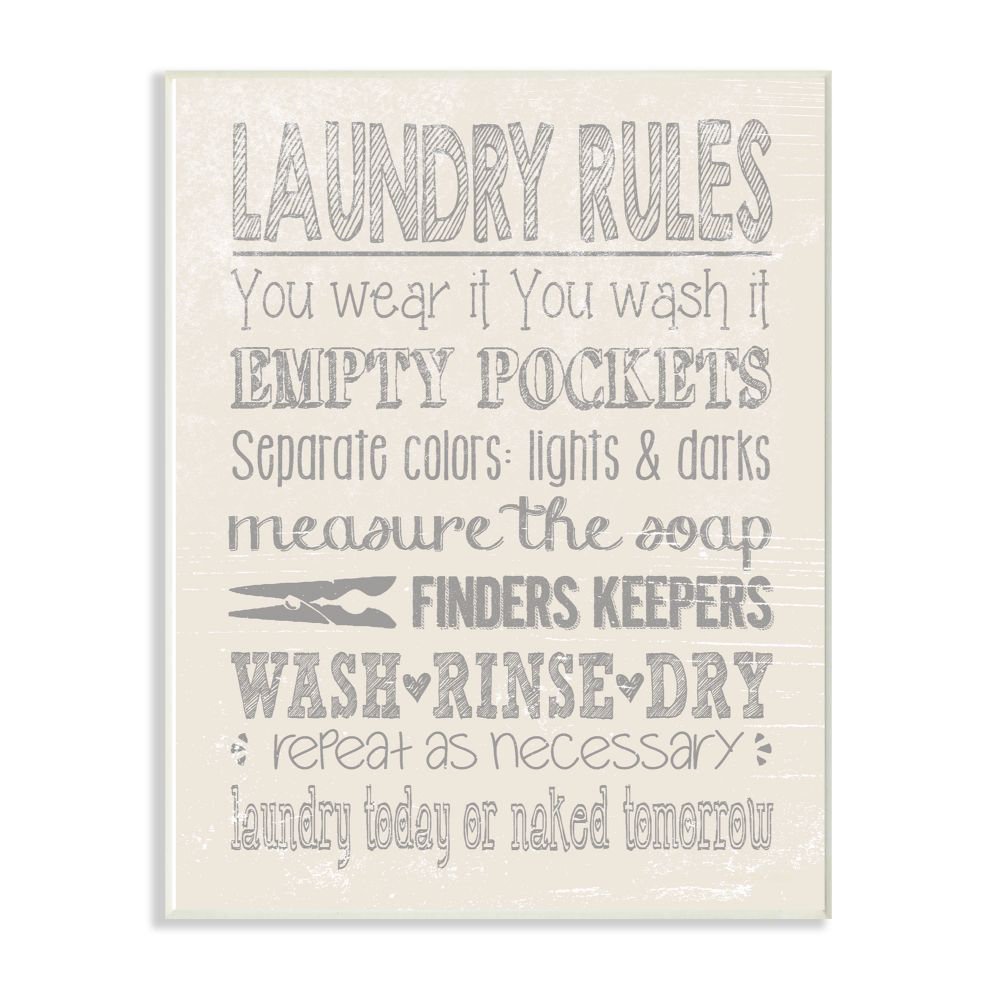 Ebern Designs Soft Gray Textured Laundry Rules Wash Rinse Dry by Jo ...
