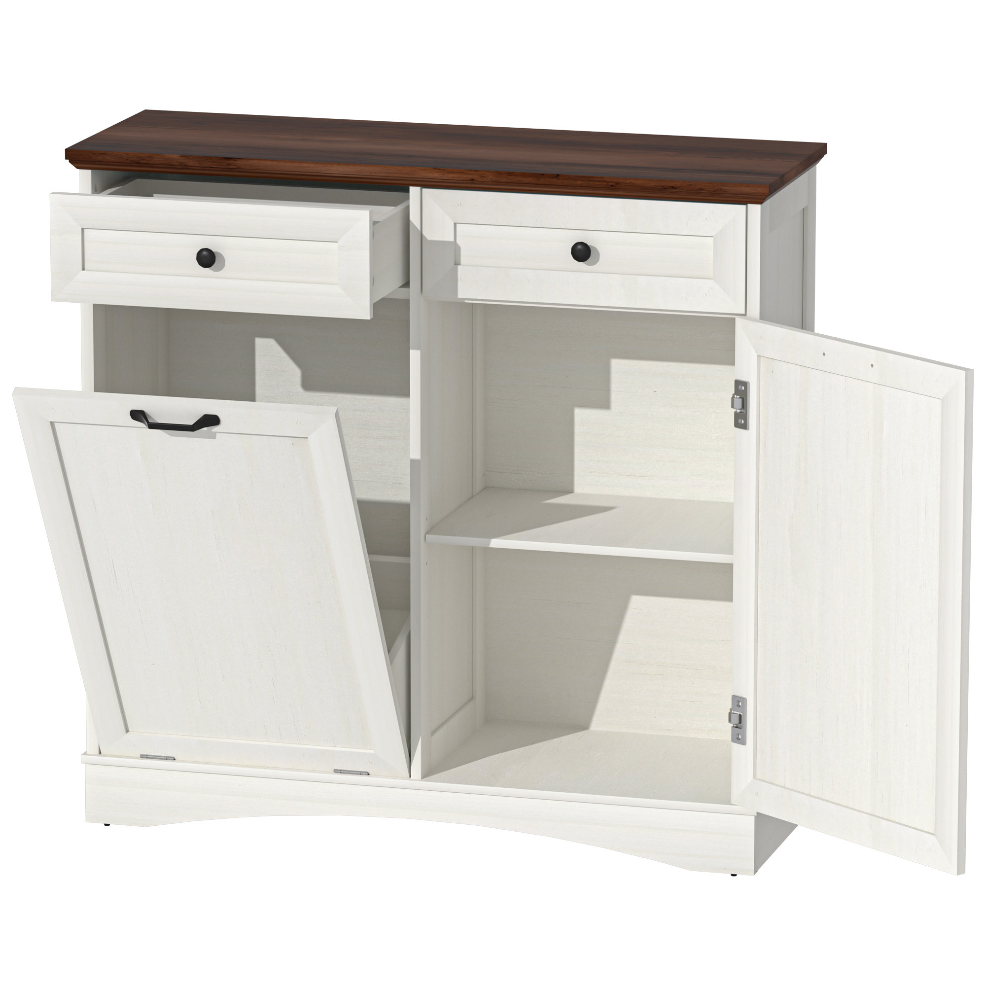 AHB 13 Gallon Tilt Out Trash Cabinet Kitchen Waste Bins, Laundry Hamper ...