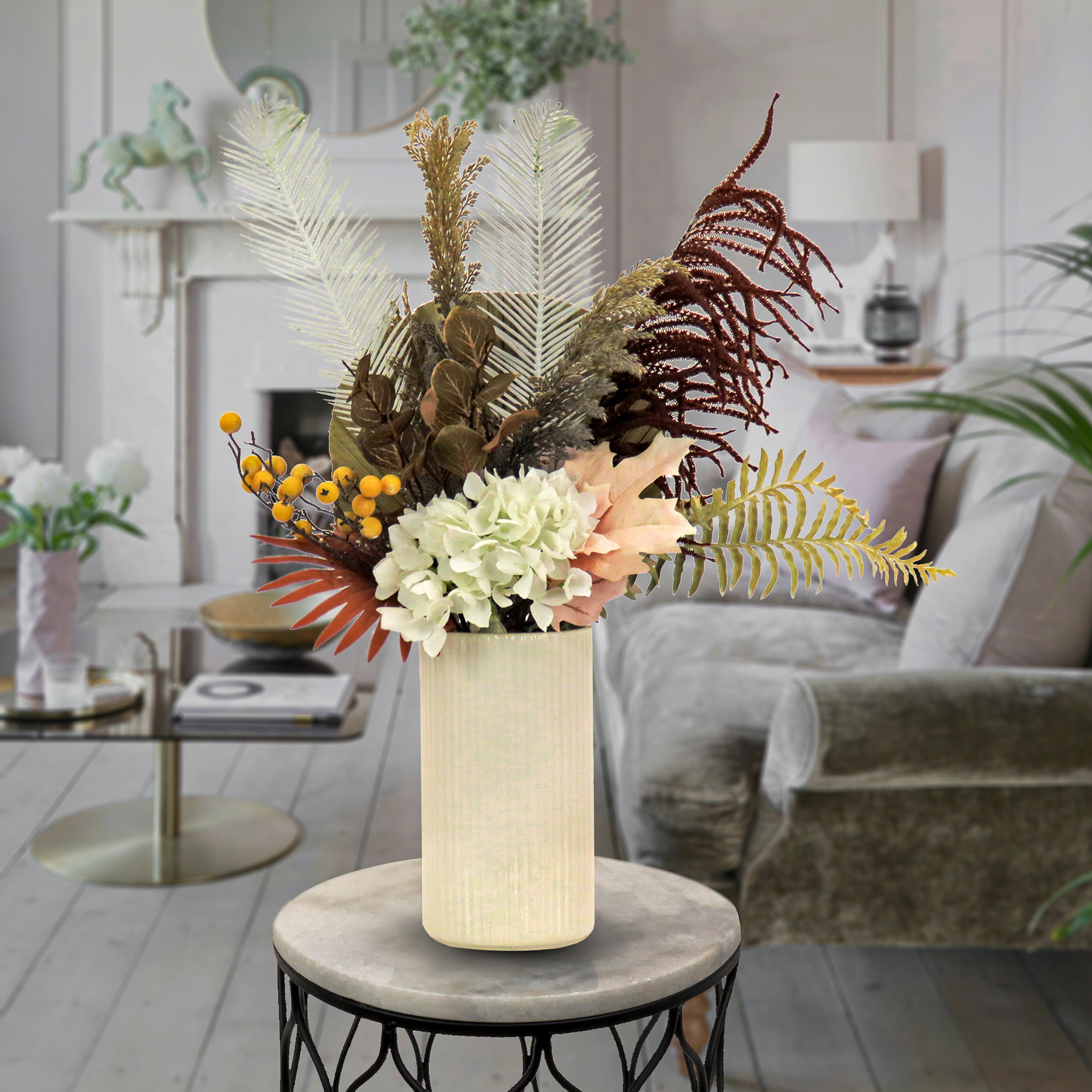 The Holiday Aisle® 31" Potted Fern and Hydrangea Assortment | Wayfair