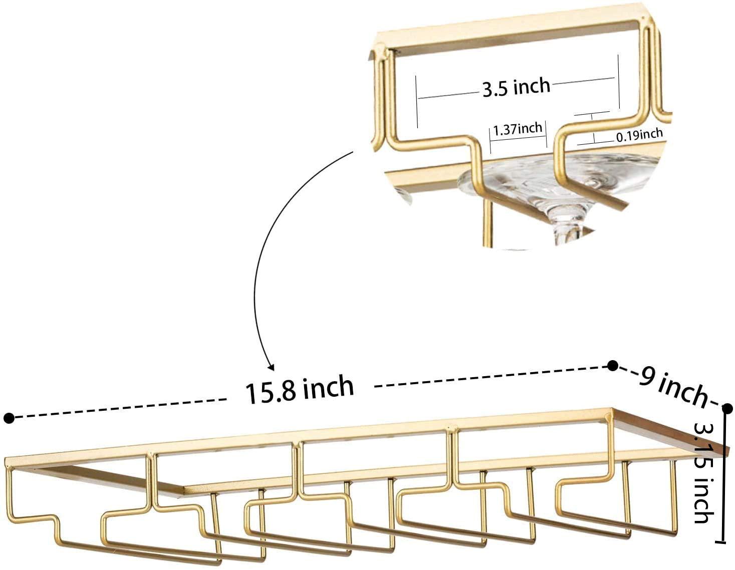 Everly Quinn Dalal Industrial Metal Hanging Wine Glass Rack, Under ...