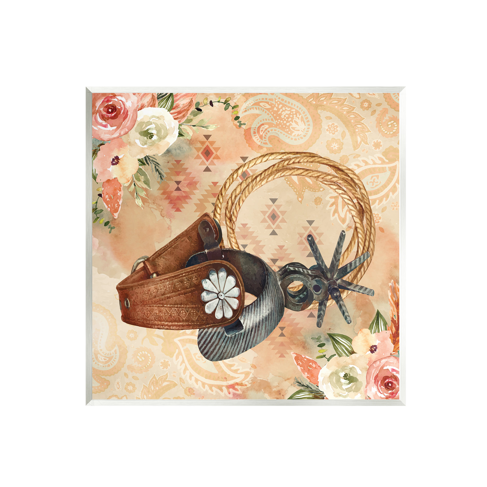 Stupell Industries Cowboy Spurs Floral Roses by ND Art - Graphic Art ...