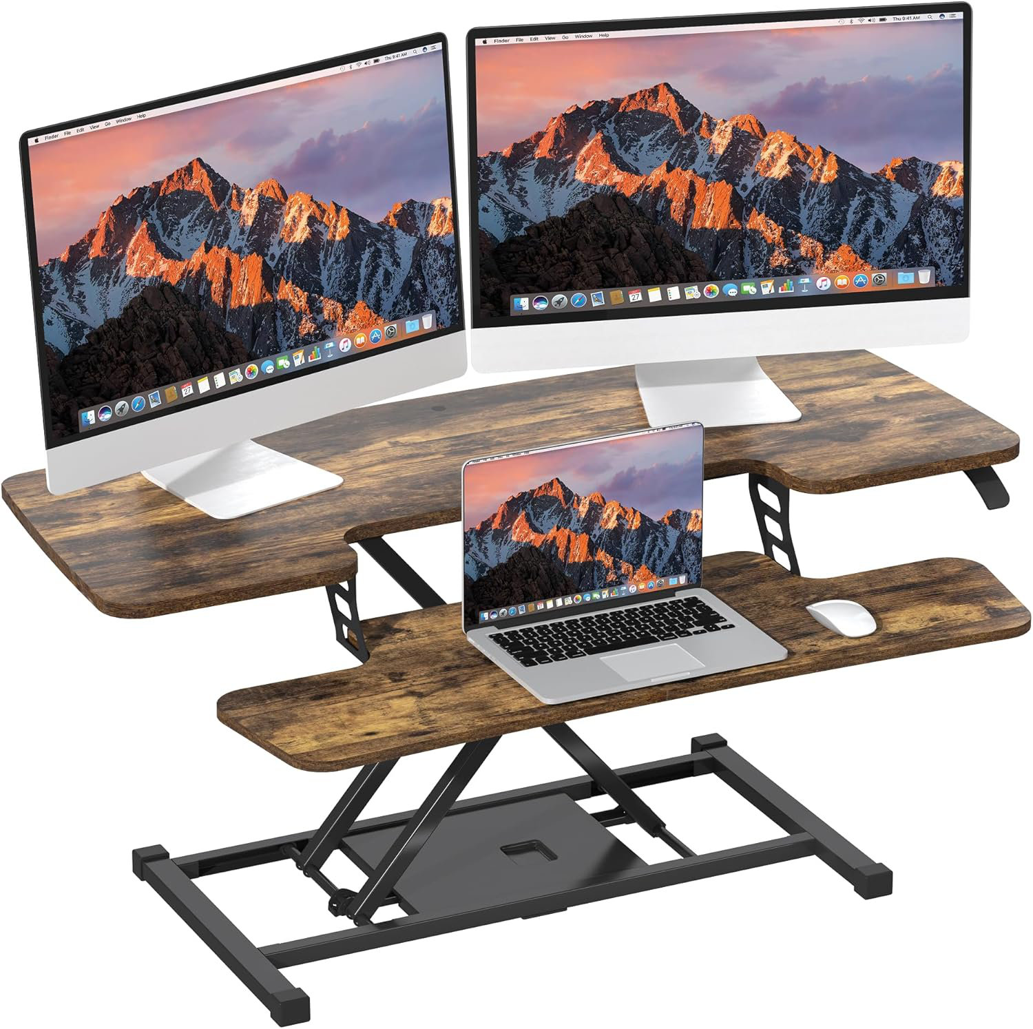 Inbox Zero Height Adjustable Standing Desk Converter With Dual Monitor ...