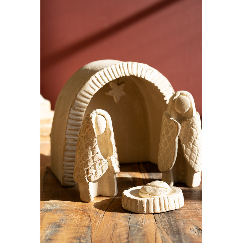 The Holiday Aisle® GREY WASH CLAY NATIVITY SET | Wayfair