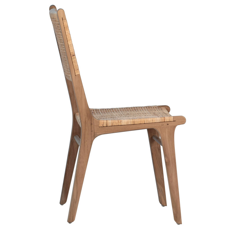 Dovetail Furniture Emo Natural Finish Teak And Natural Woven Rattan ...