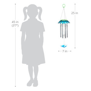 Exhart Solar LED Flower Hanging Wind Chime with Butterfly Charm, 7 by ...