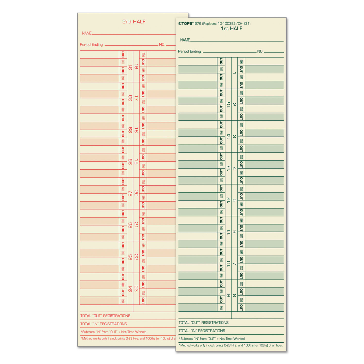 TOPS BUSINESS FORMS Time Card for Cincinnati / Lathem / Simplex ...