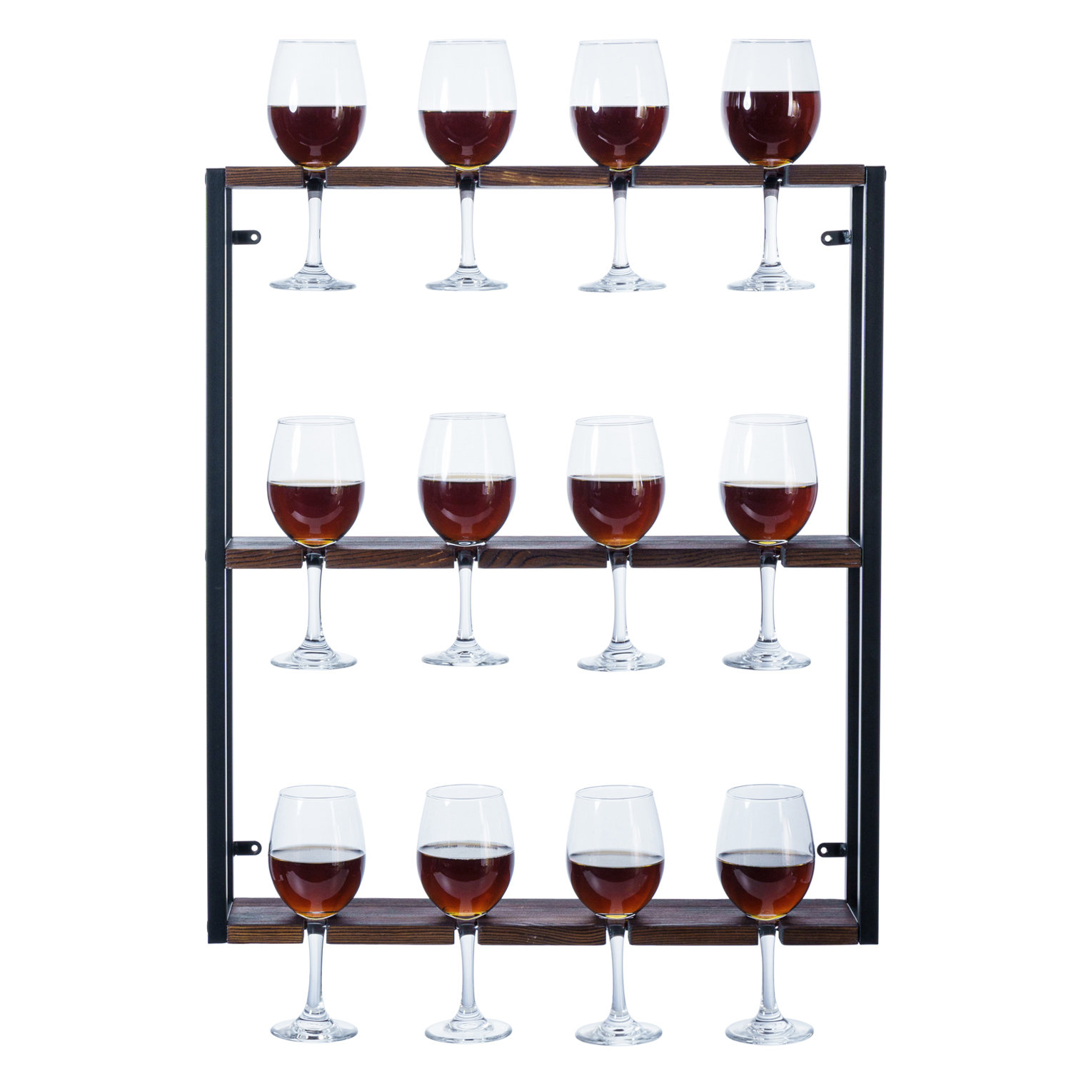 17 Stories Parniti Wall Mounted Wine Glass Rack in Black | Wayfair