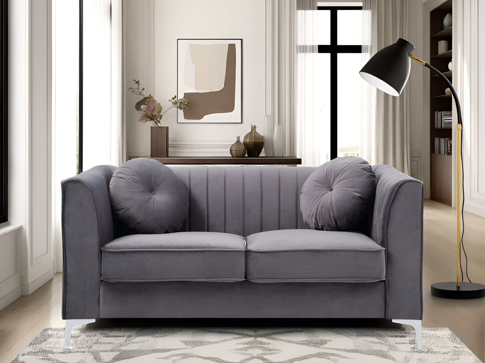 Mercer41 Tetouan Velvet Microsuede Loveseat | Wayfair