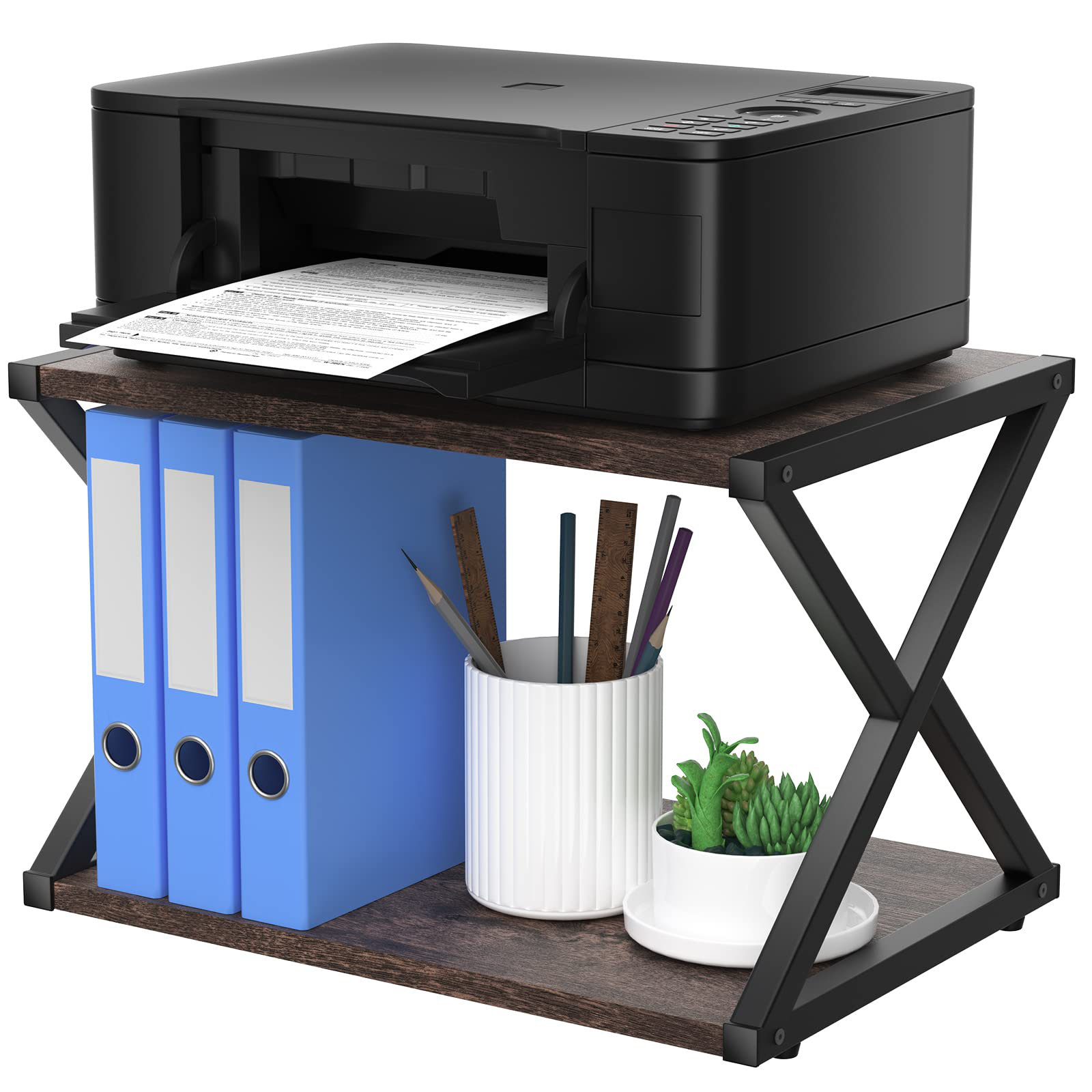 17 Stories Jaiyden Home Printer Stand For Desk, Desk Shelf Organizer ...