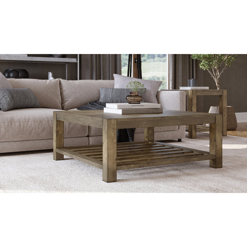 Loon Peak® Ermenek Solid Wood 4 Legs Coffee Table with Storage | Wayfair