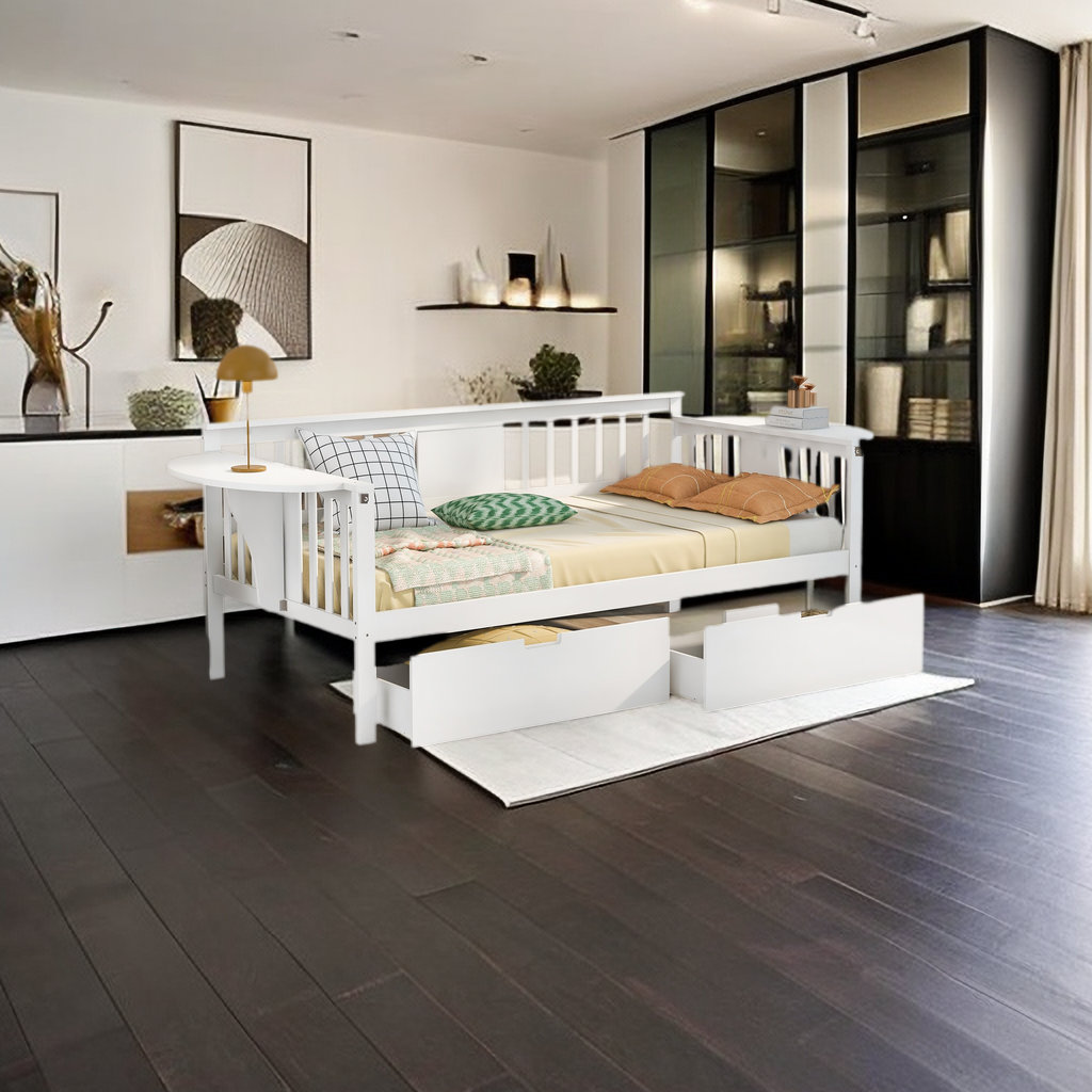 Red Barrel Studio Twin Size Daybed With Two Drawers, Wood Slat Support ...