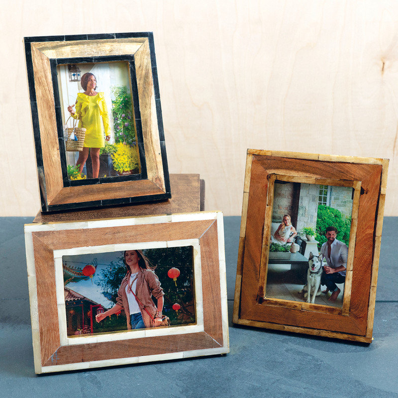 Millwood Pines Set of 3 4" x 6" Assorted Wood And Bone Picture Frames - Wayfair Canada