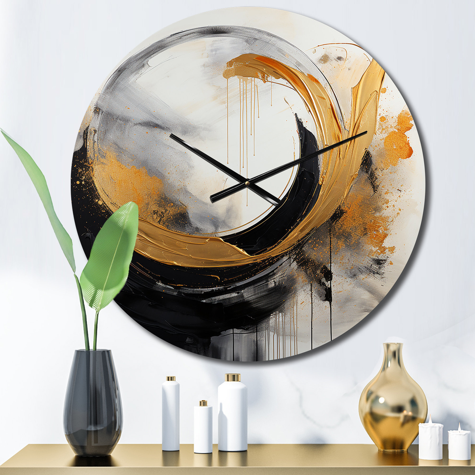 Design Art Yin Yang Beyond Duality Abstract Gold And Black I Metal Wall ...