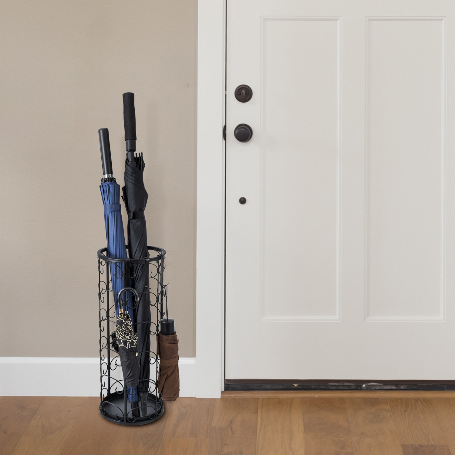 Rebrilliant Makynley Freestanding Umbrella Stand in Black | Wayfair