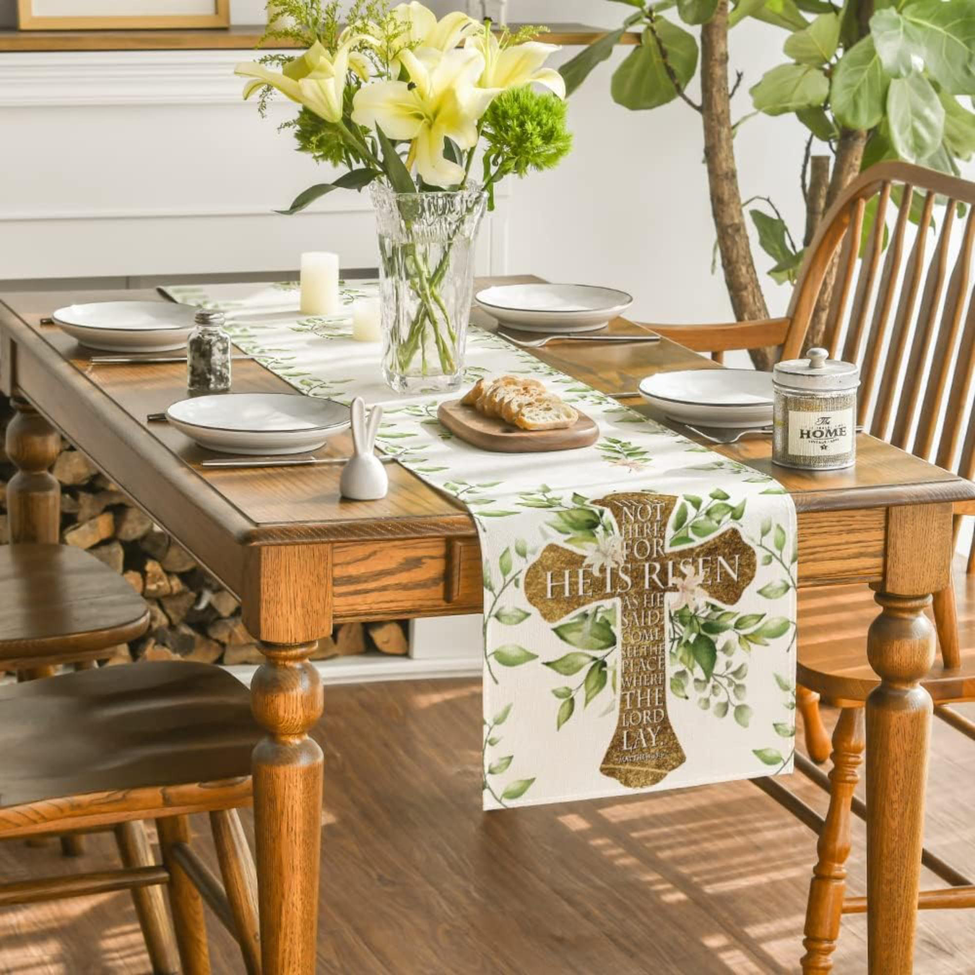 The Holiday Aisle® He Is Risen Easter Table Runner, Spring Seasonal ...