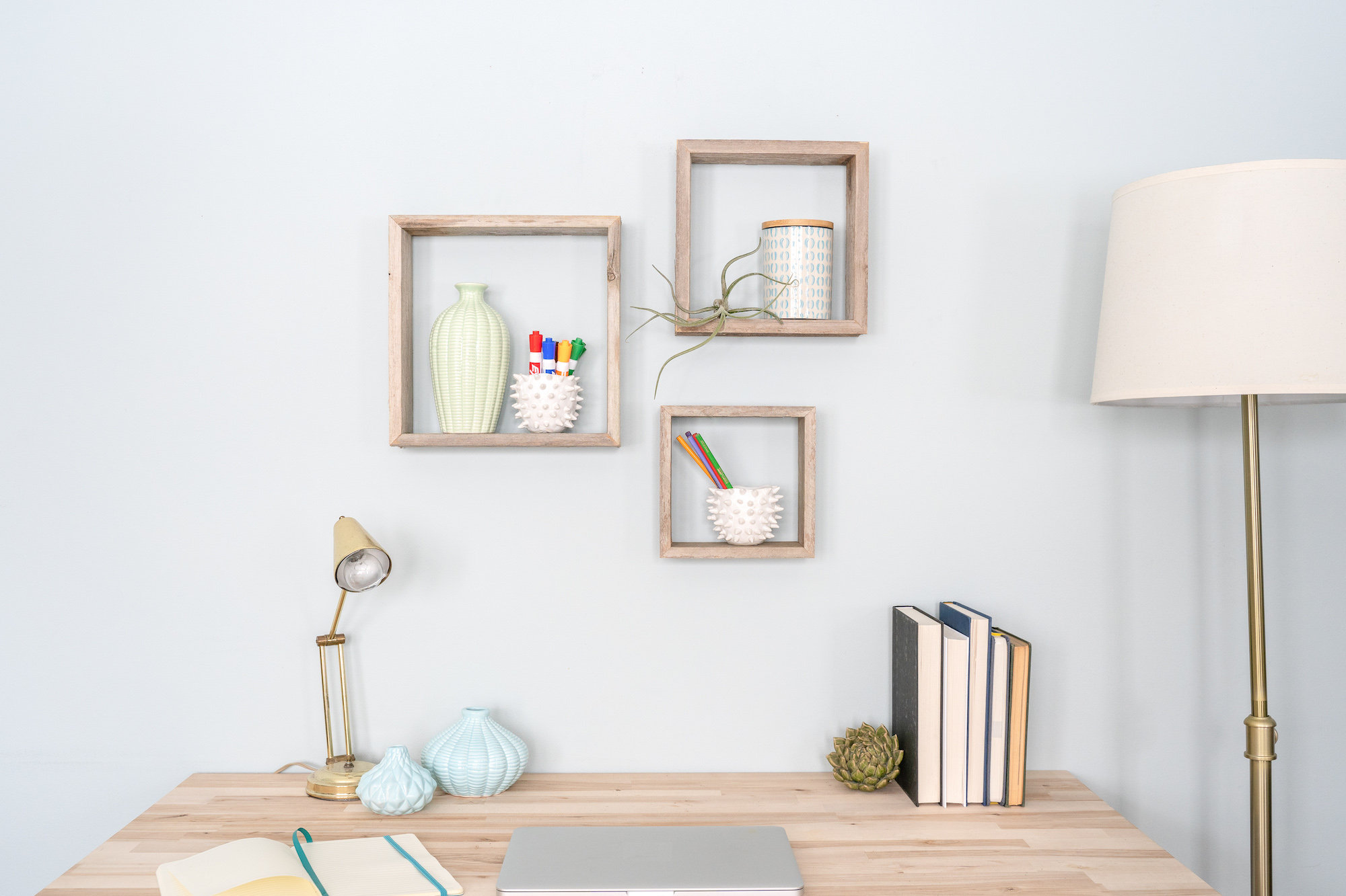 Gracie Oaks Set Of 3 Square Rustic White Wash Wood Open Box Shelve ...