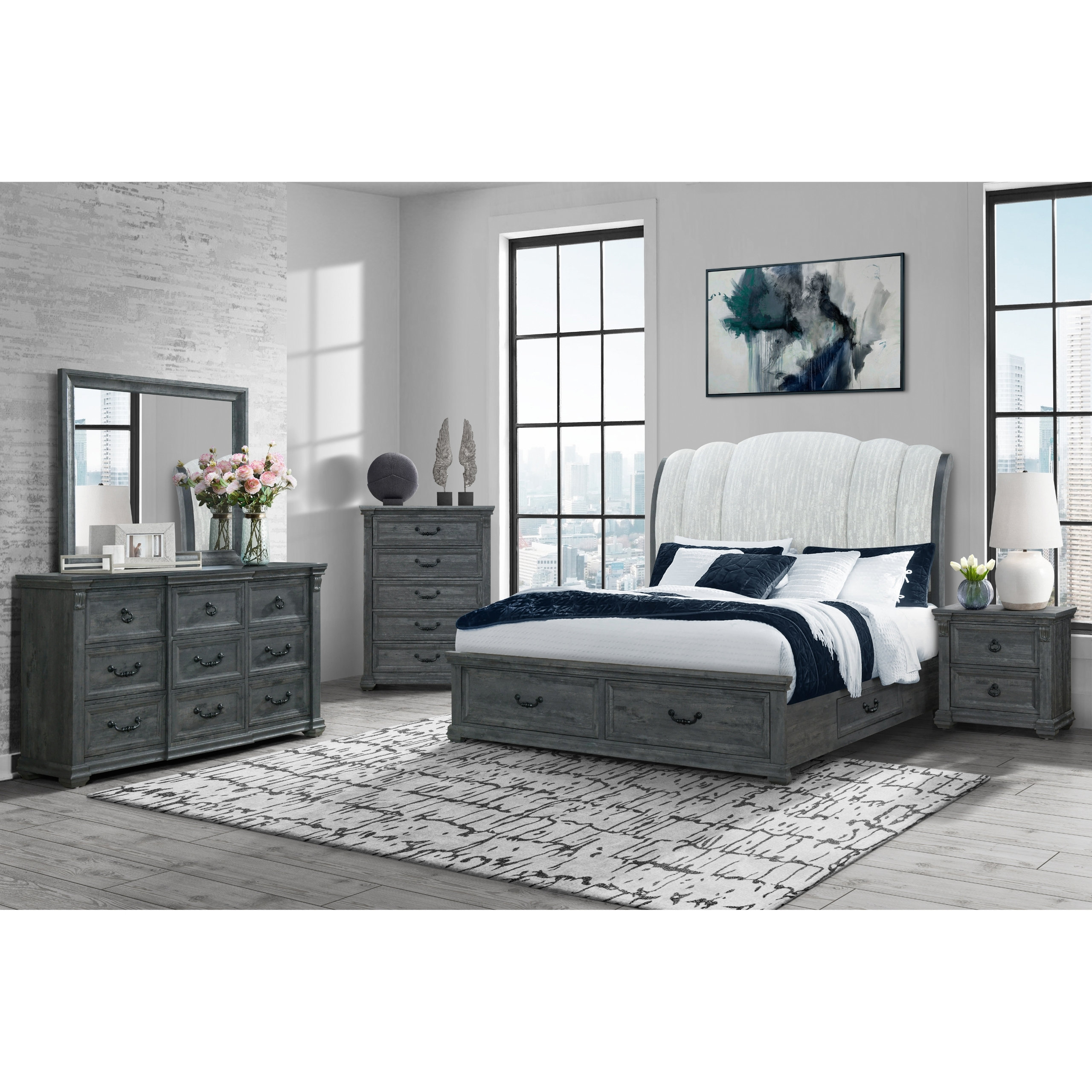 Everly Quinn Rowan Grey Queen Bed With Storage - Wayfair Canada
