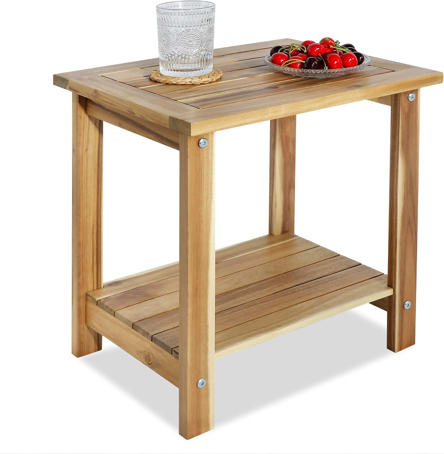 Ebern Designs Double side table, weather resistant rectangular side ...