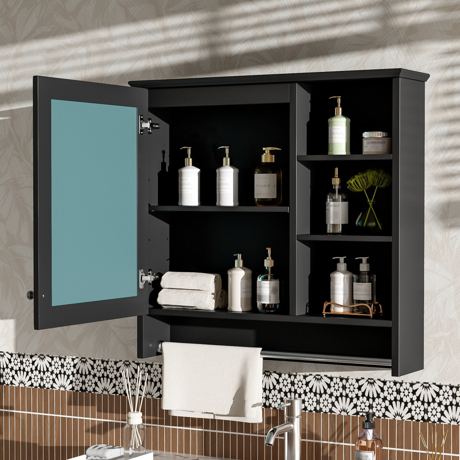 Rebrilliant 30" Wall-Mounted Mirror Cabinet with Storage, 2-in-1 ...