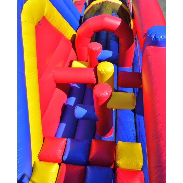 JumpOrange Rainbow Xtreme Obstacle Course Bounce House (with Slide and ...