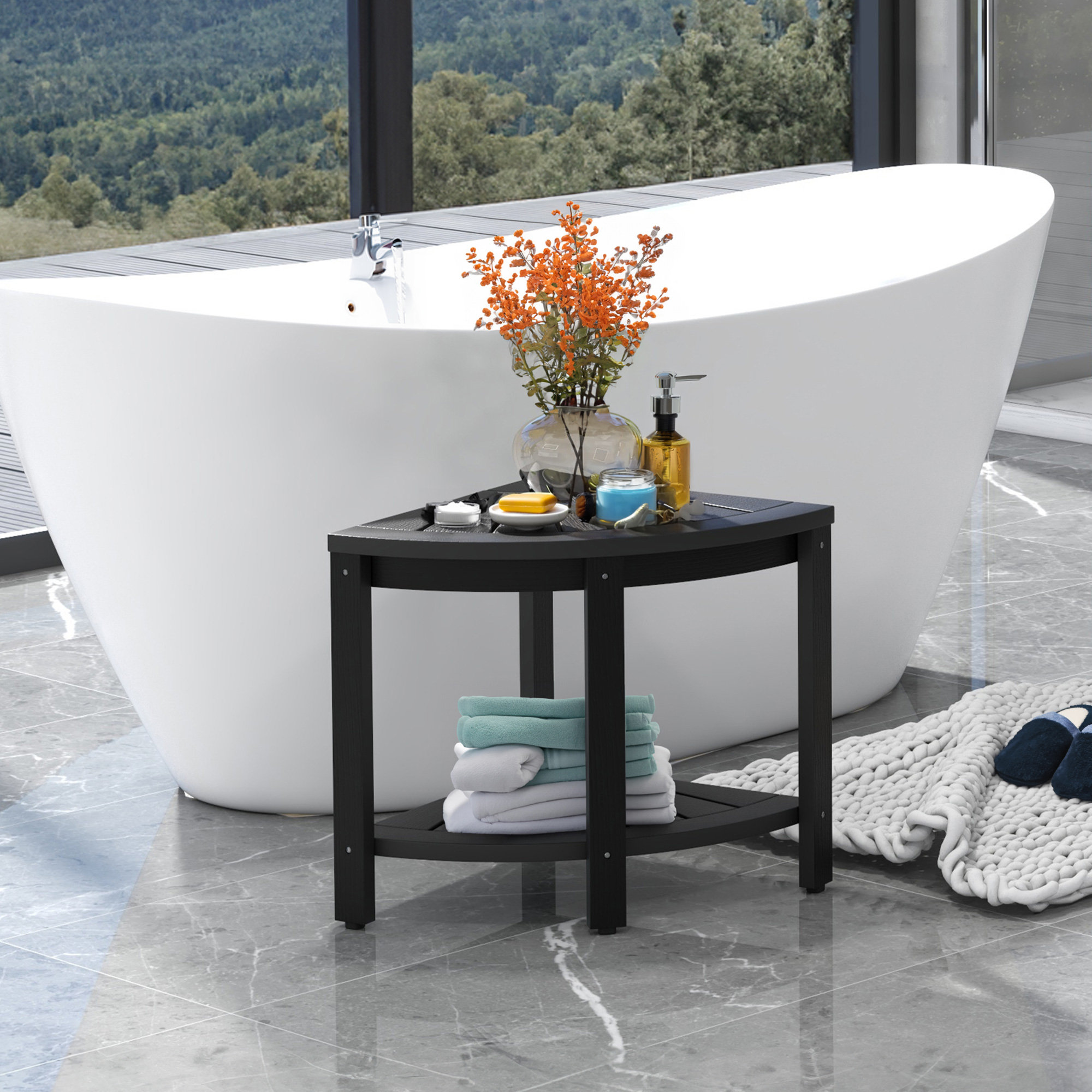 Winston Porter Fan Shaped 2 Tier Shower Bench - Wayfair Canada