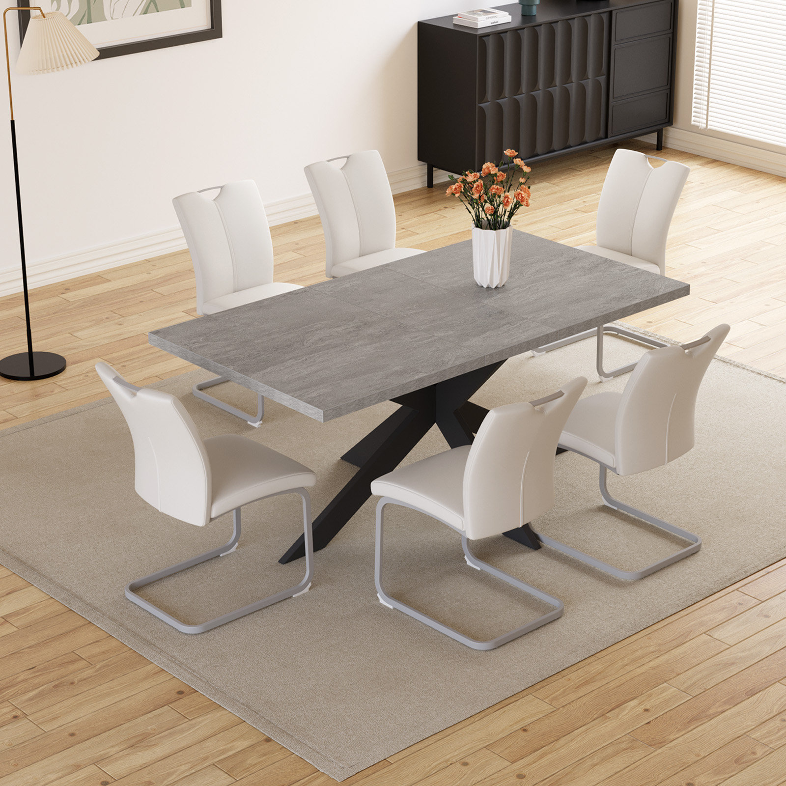 Ivy Bronx Liubomila 66.9 in. Extendable Rectangle Dining Table Set ...