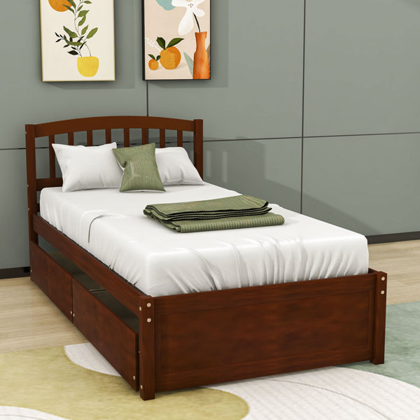 Red Barrel Studio® Twin Size 2 Drawers Platform Bed with Headboard ...