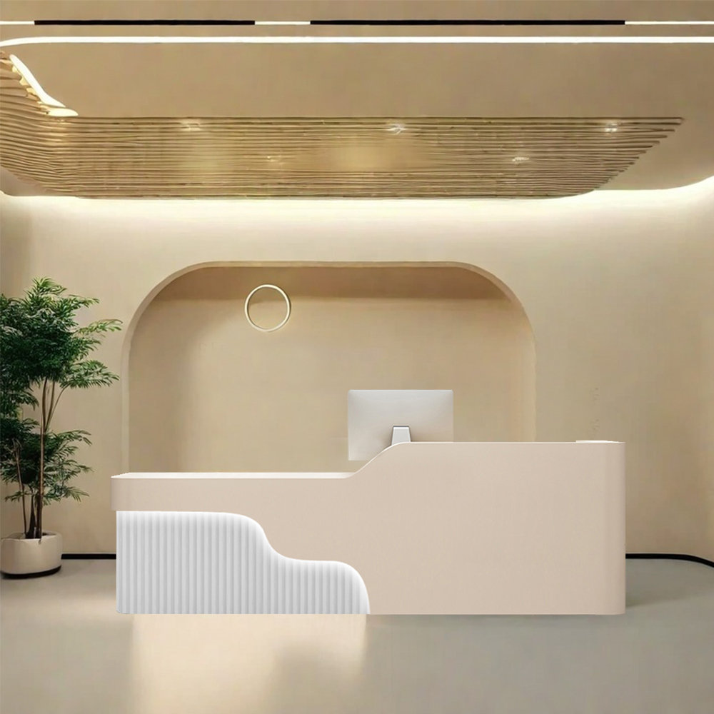 Orren Ellis Frontdesk Table with Storage and Drawers – Modern Writing ...