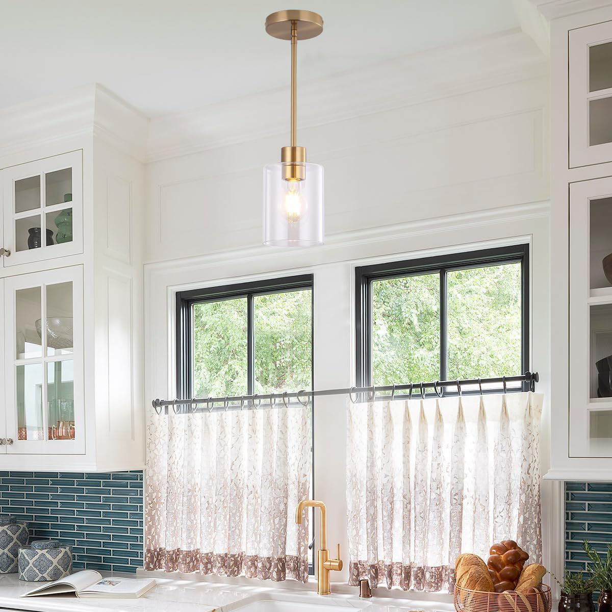 Mercer41 Brass Pendant Lights Kitchen Island,Modern Farmhouse Clear ...