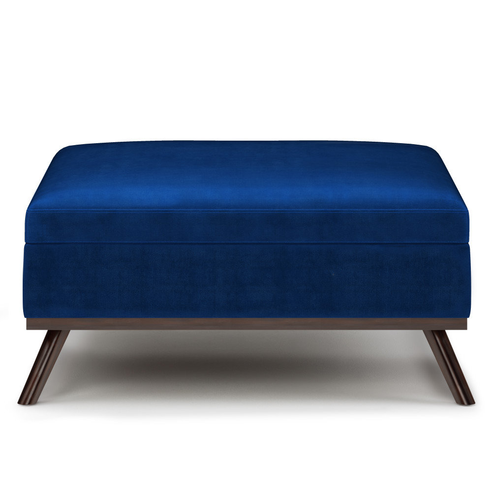 Simpli Home Owen 36"W Upholstered Square Coffee Table Storage Ottoman ...