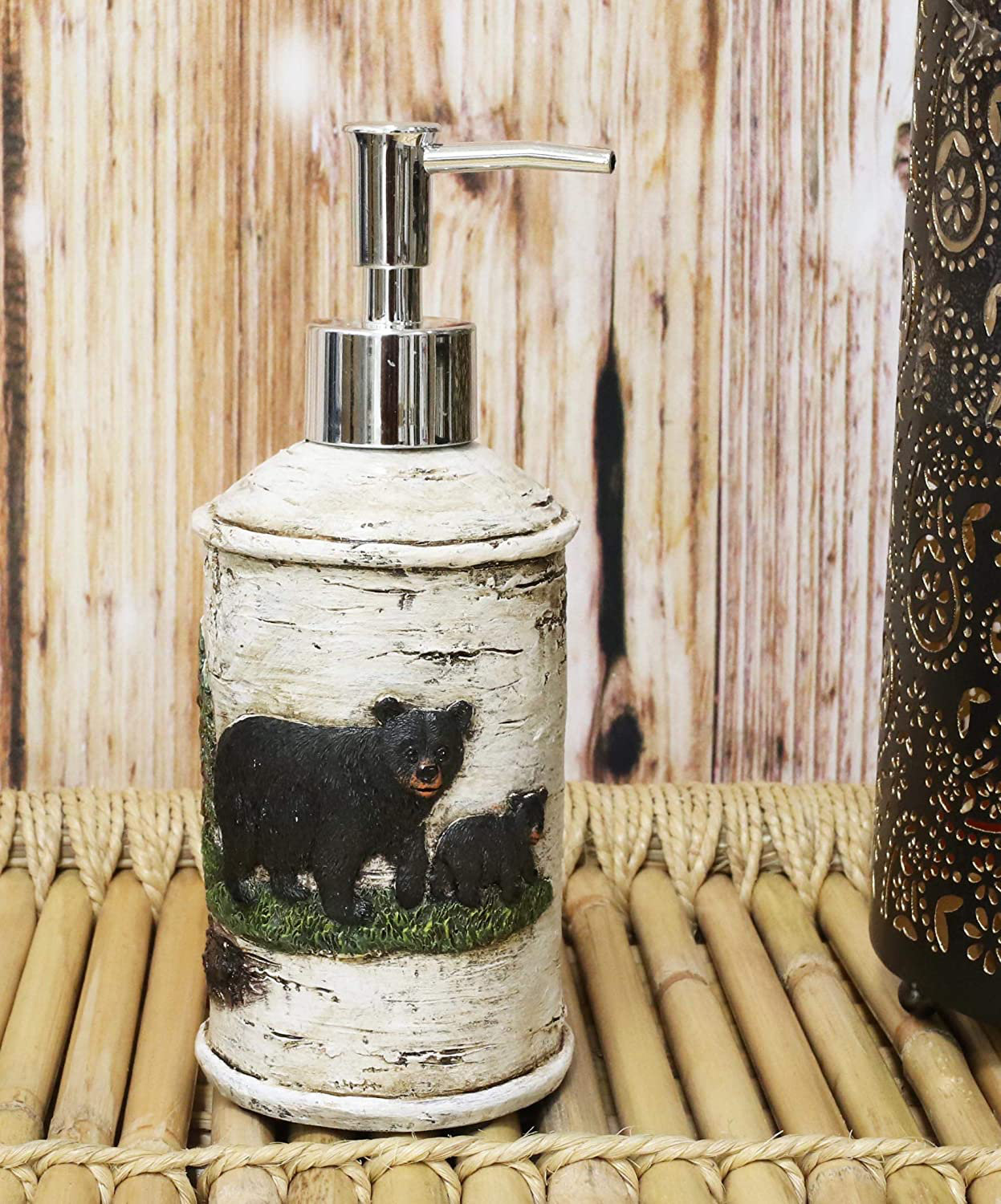 Loon Peak® Aukse Wildlife Bear in Pine Trees Soap Dispenser | Wayfair