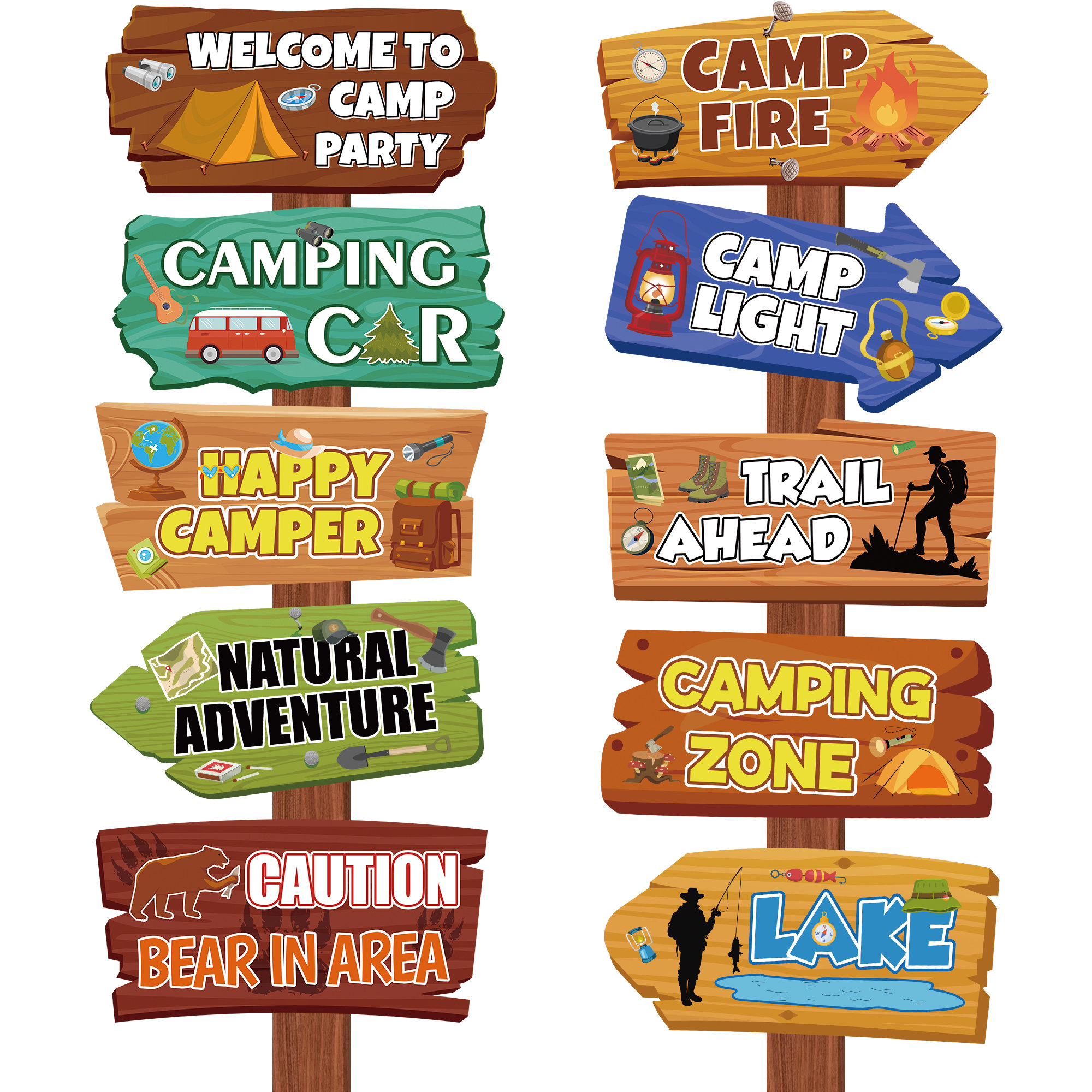 The Holiday Aisle® Camping Themed Party Directional Signs, 20 Pcs ...