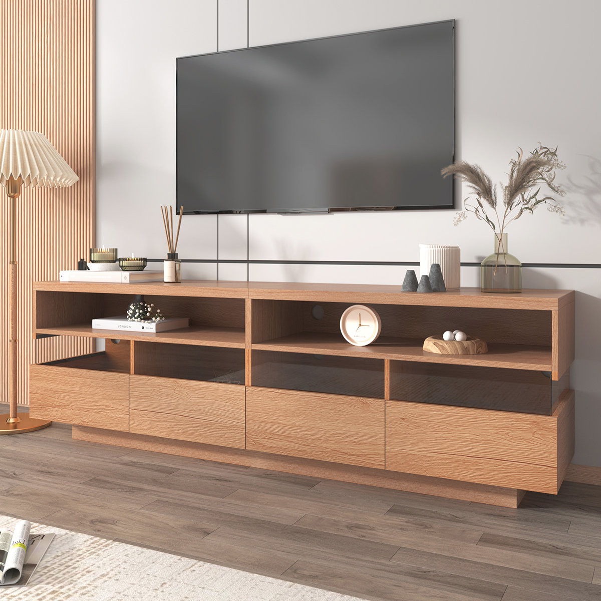 Latitude Run® Sophisticated Media Console Table with Multiple Storage ...