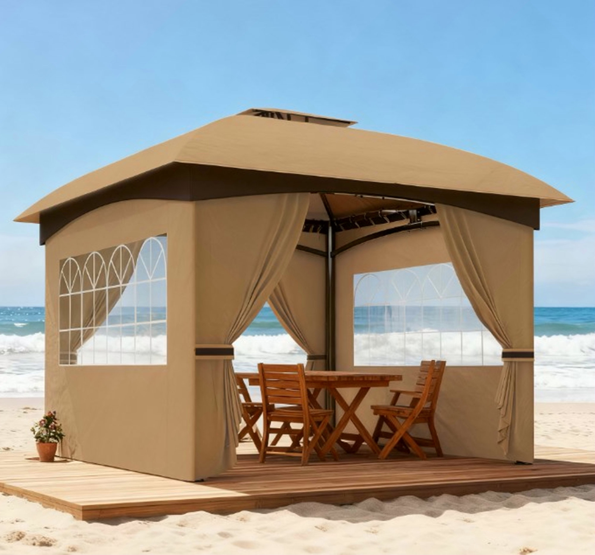 YUNSHEN Elegant Design Gazebo,Double Roof Patio Gazebo With Curtains ...