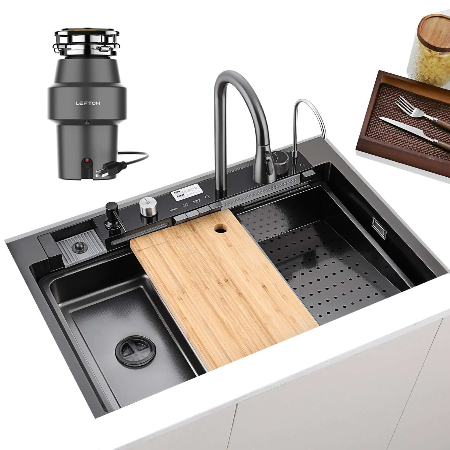 Lefton New 33"x22" Single Bowl Stainless Steel Waterfall Kitchen Sink ...