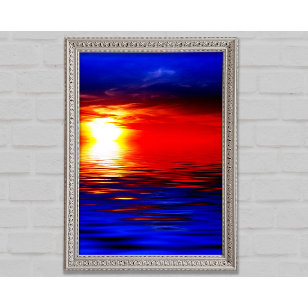 Bright Star Electric Blue Ocean Sunset - Single Picture Frame Print ...