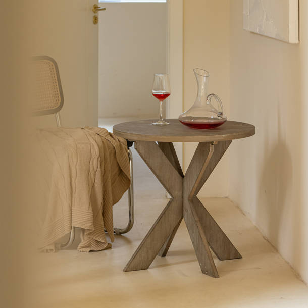 Ophelia & Co. Flora Farmhouse Cross Leg end Table, French Country Round ...