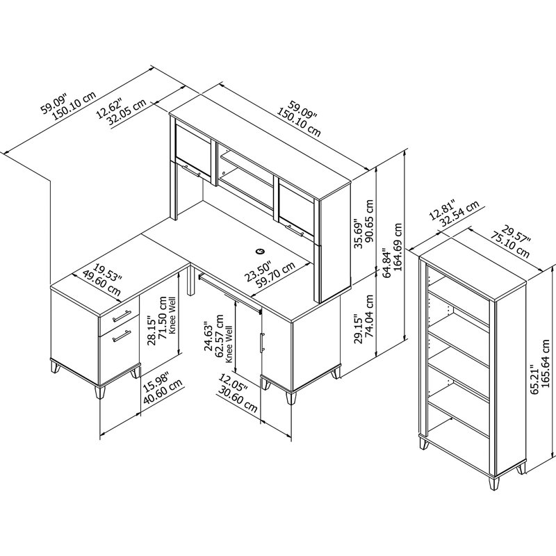Gracie Oaks Magomed 3 L-Shaped Computer Desk Office Set with Hutch ...