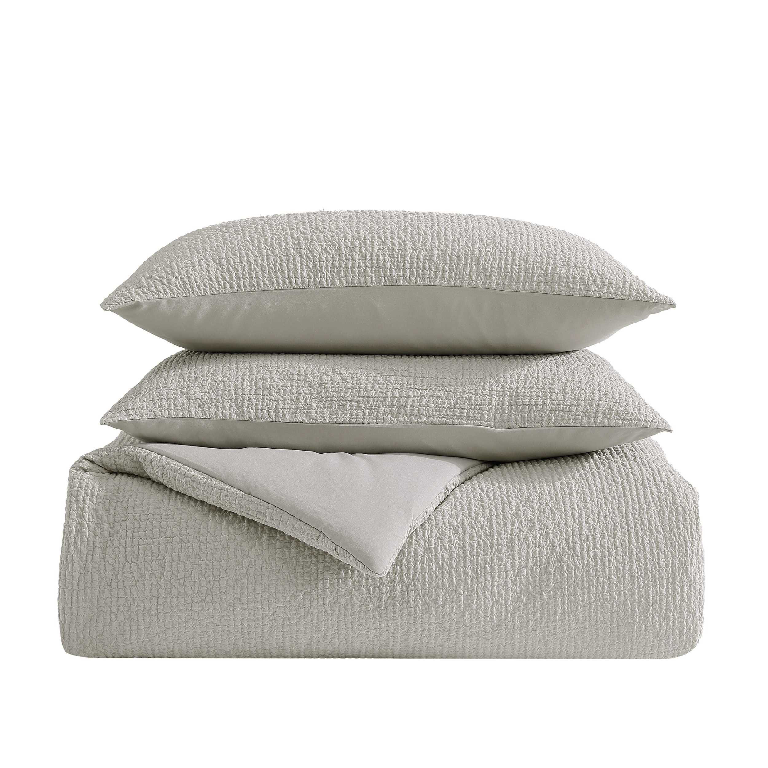 Vera Wang Puckered Texture Cotton Grey Comforter Set & Reviews | Wayfair