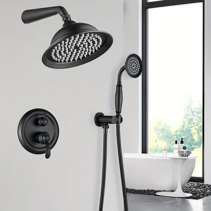 Senlesen Matt Black Shower Faucet System Sets Wall Mounted Shower ...