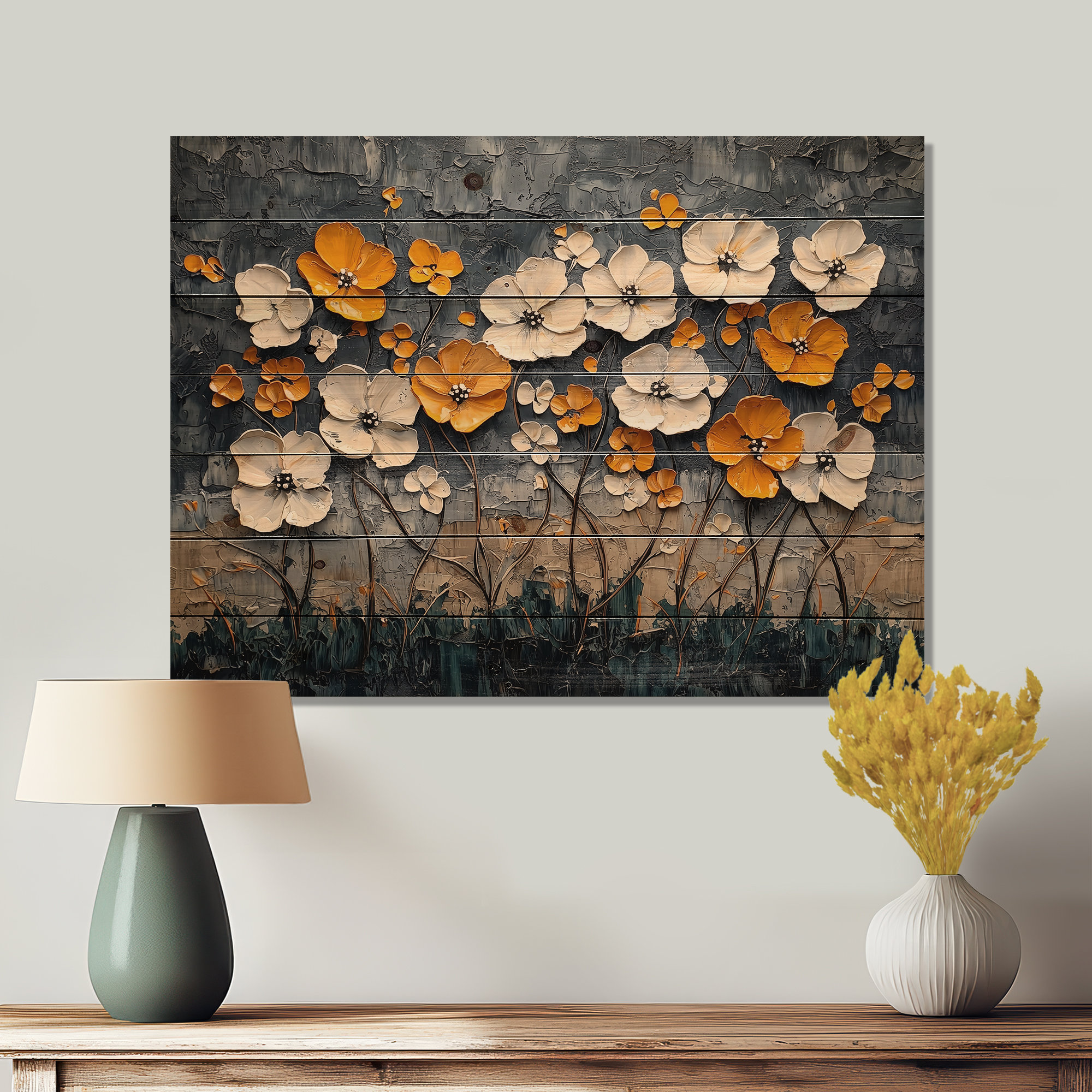 Ophelia & Co. Desert Blossom Of Pansies In Winter I - Pansies Wood Wall Decor - On Natural Pine ...