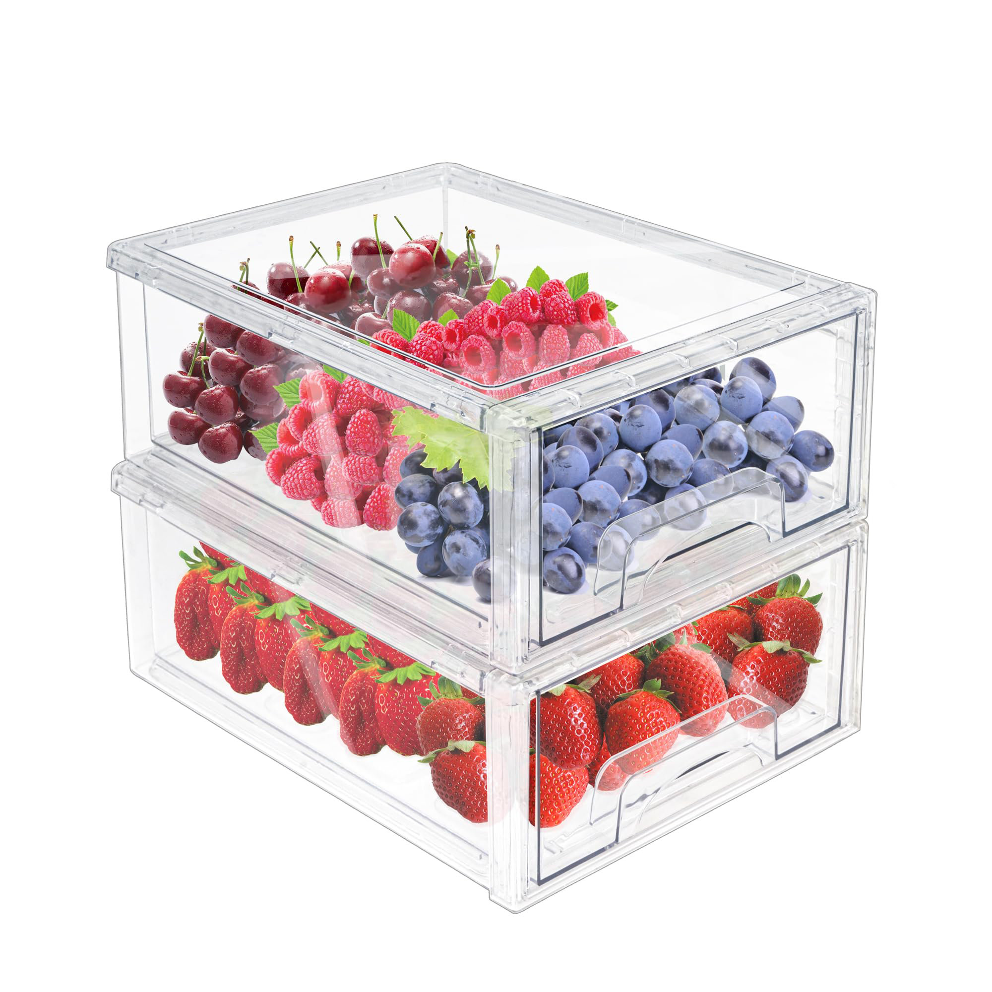 Latitude Run® 2Pack Clear Fridge Drawers Pull Out Stackable ...