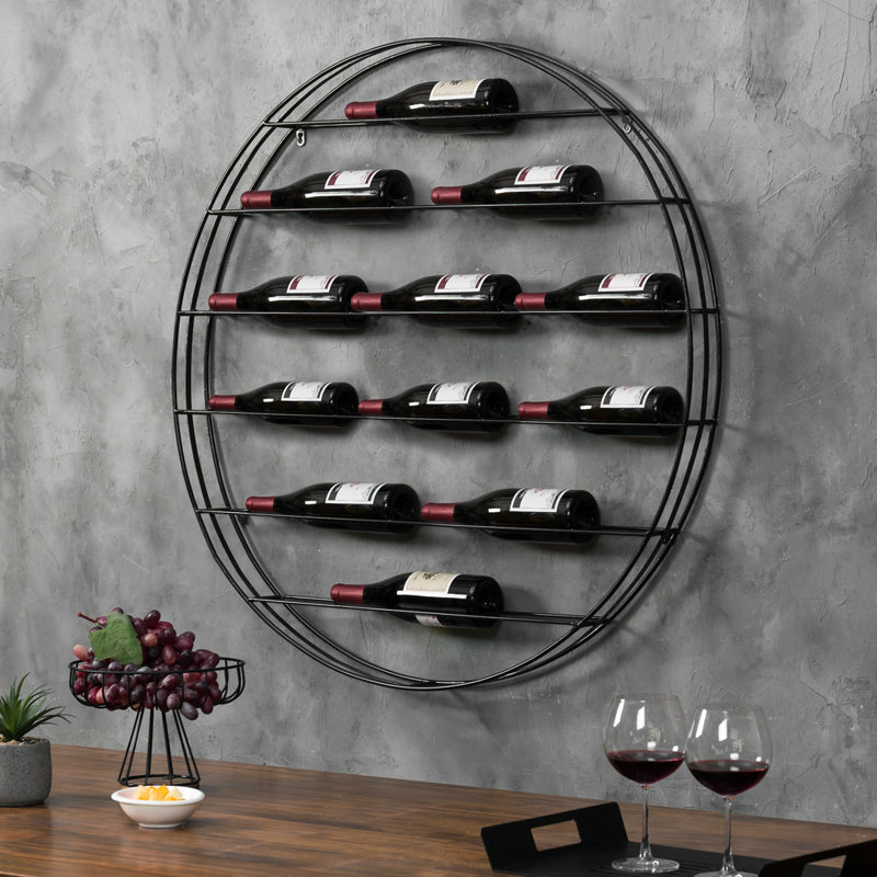 17 Stories Anakin 12 Bottle Wall Mounted Wine Bottle Rack Black ...