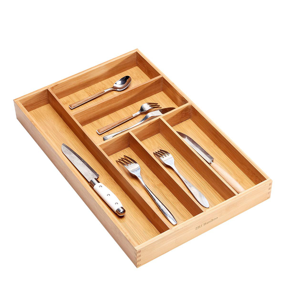 Prep & Savour Kitchen Utensil Silverware Drawer Organizer - Bamboo ...