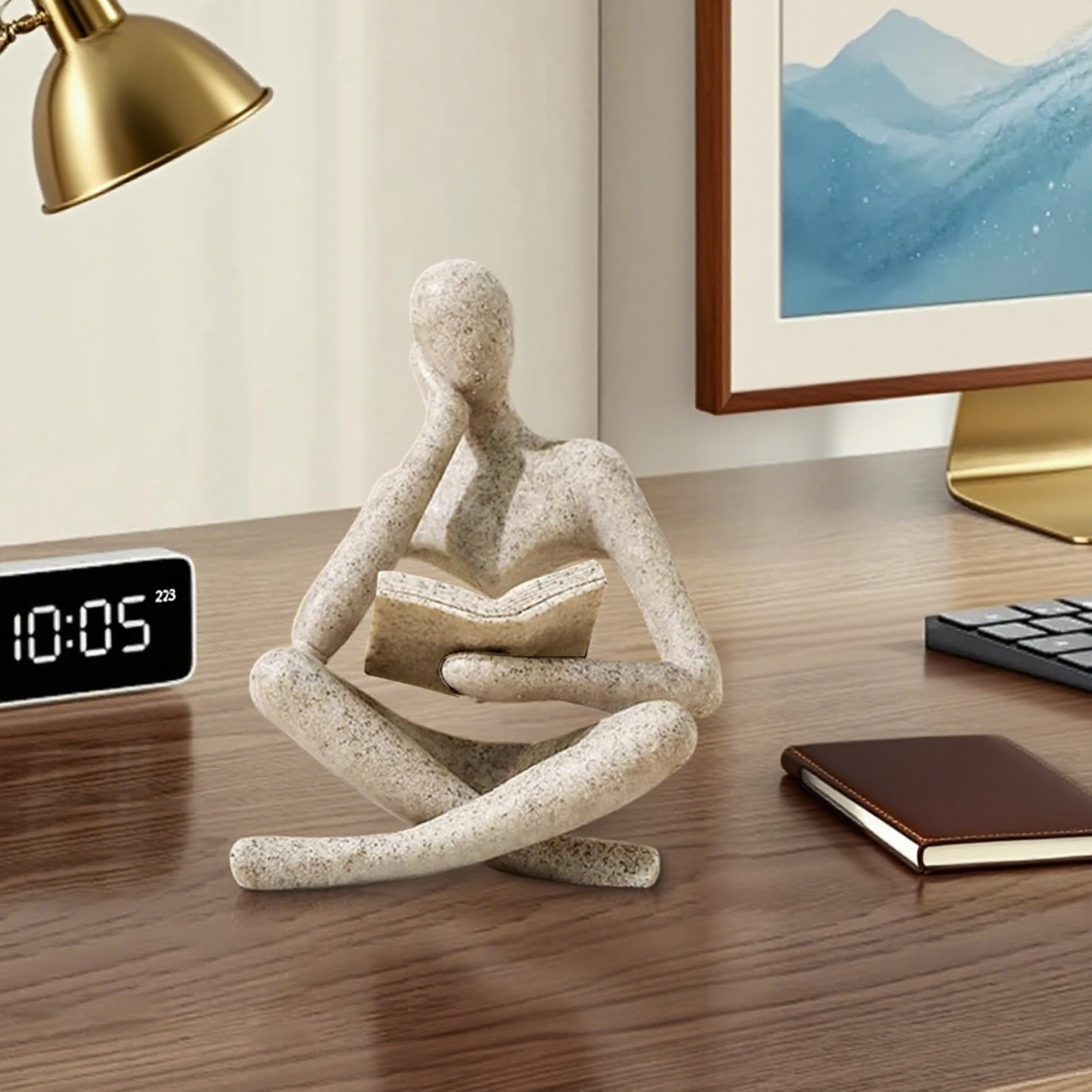 Trinx Abstract Thinker Statue With Book - Elegant Reading Sculpture For ...