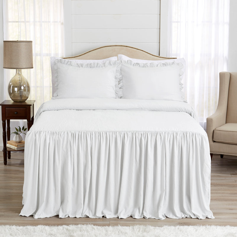 Sweet Jojo Designs Gathered Bedspread White Twill Comforter Set | Wayfair