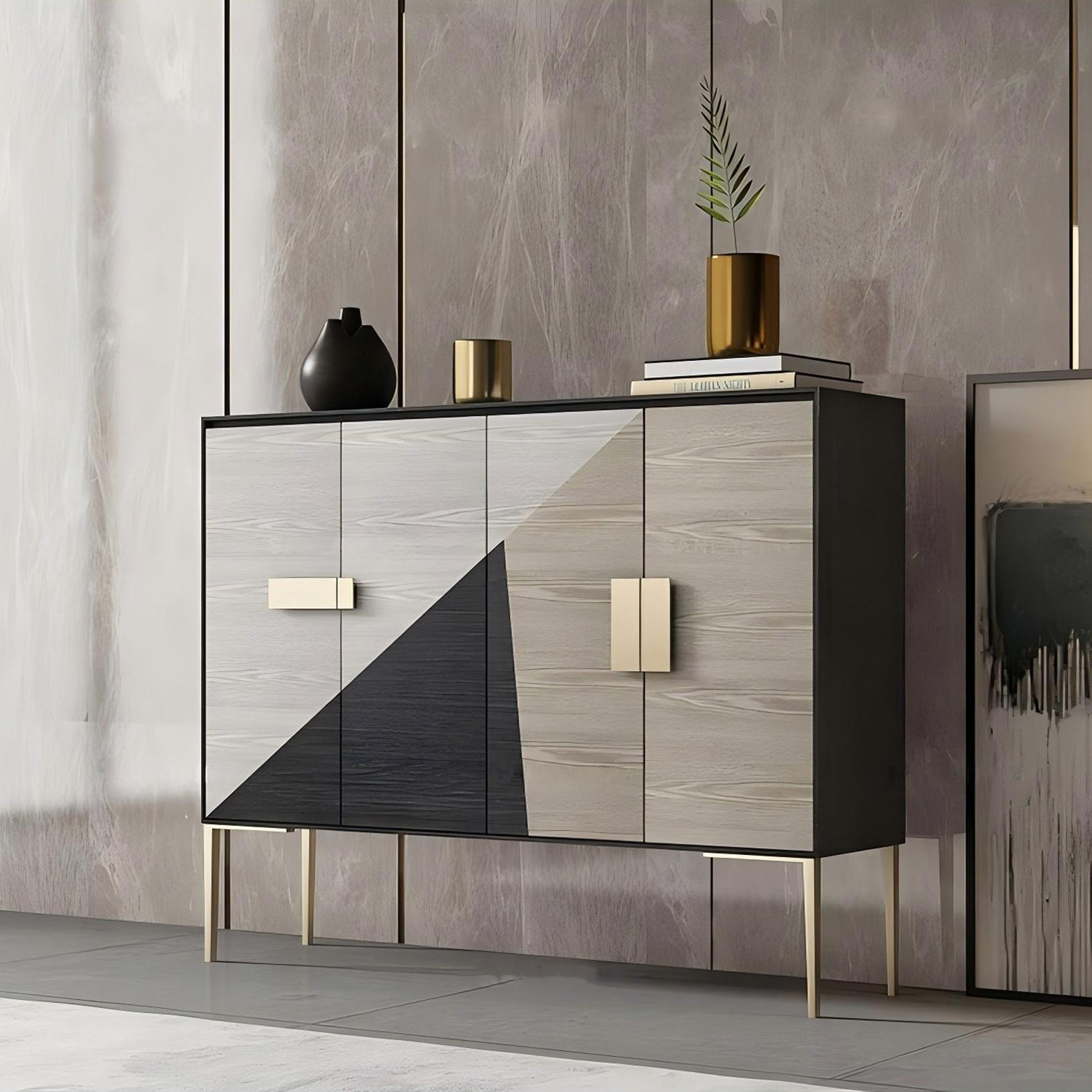 Tha Dream Team 47.24" Solid Wood Multi-Layer Board Rectangular Shoes ...