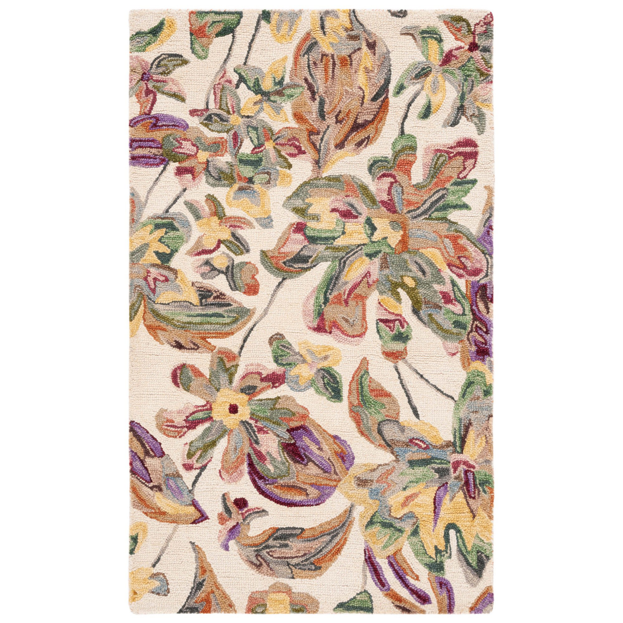 Lark Manor™ Alcindor Floral Hand Tufted Wool/Cotton Area Rug in Ivory ...
