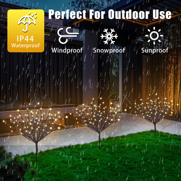 JOINTWIN Brown Branches LED Solar Powered Pathway Light 3Pack for ...
